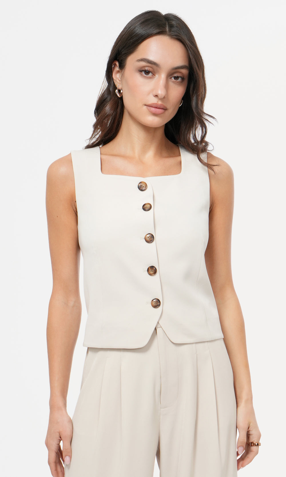 Julia Button Front Vest Top | Greylin Collection
