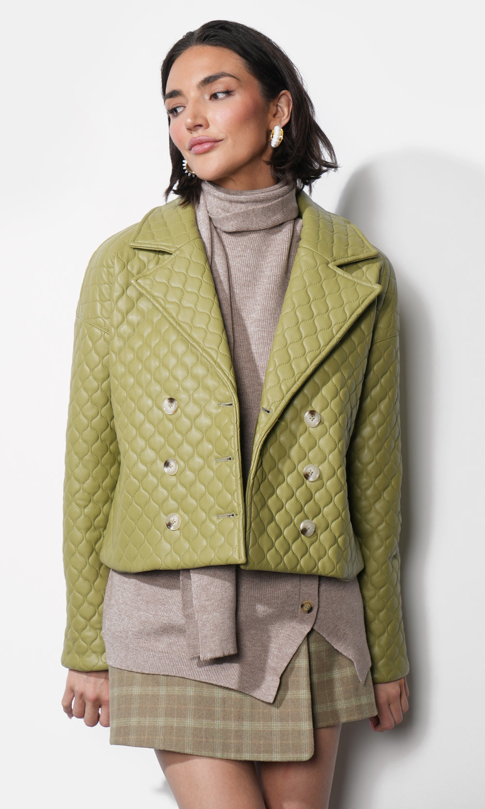 Sandra Quilted Vegan Leather Jacket | Greylin