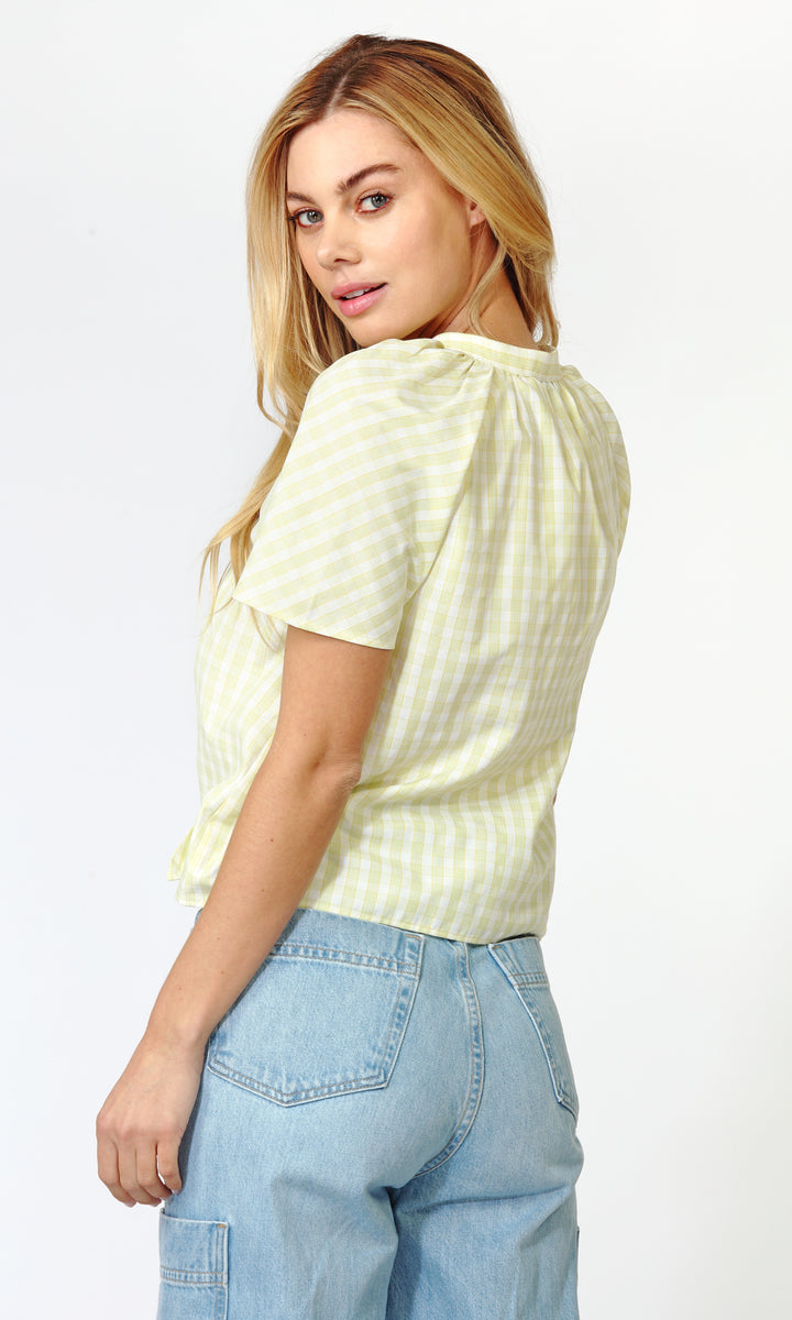 Jinny Button Down Tie Front Gingham Top | Greylin Collection – Greylin ...